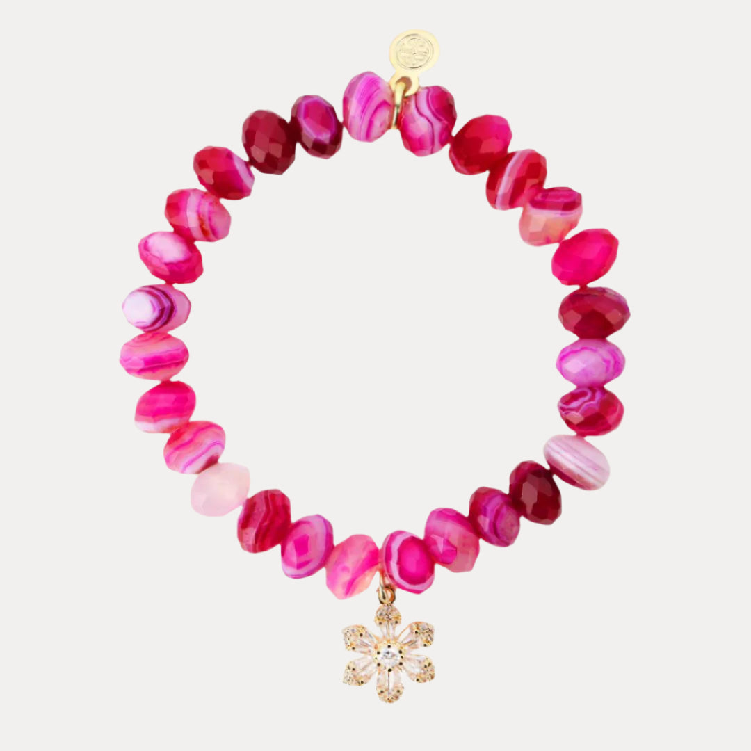 Adina Flower Charm Bracelet: Pink and Fuchsia Hues