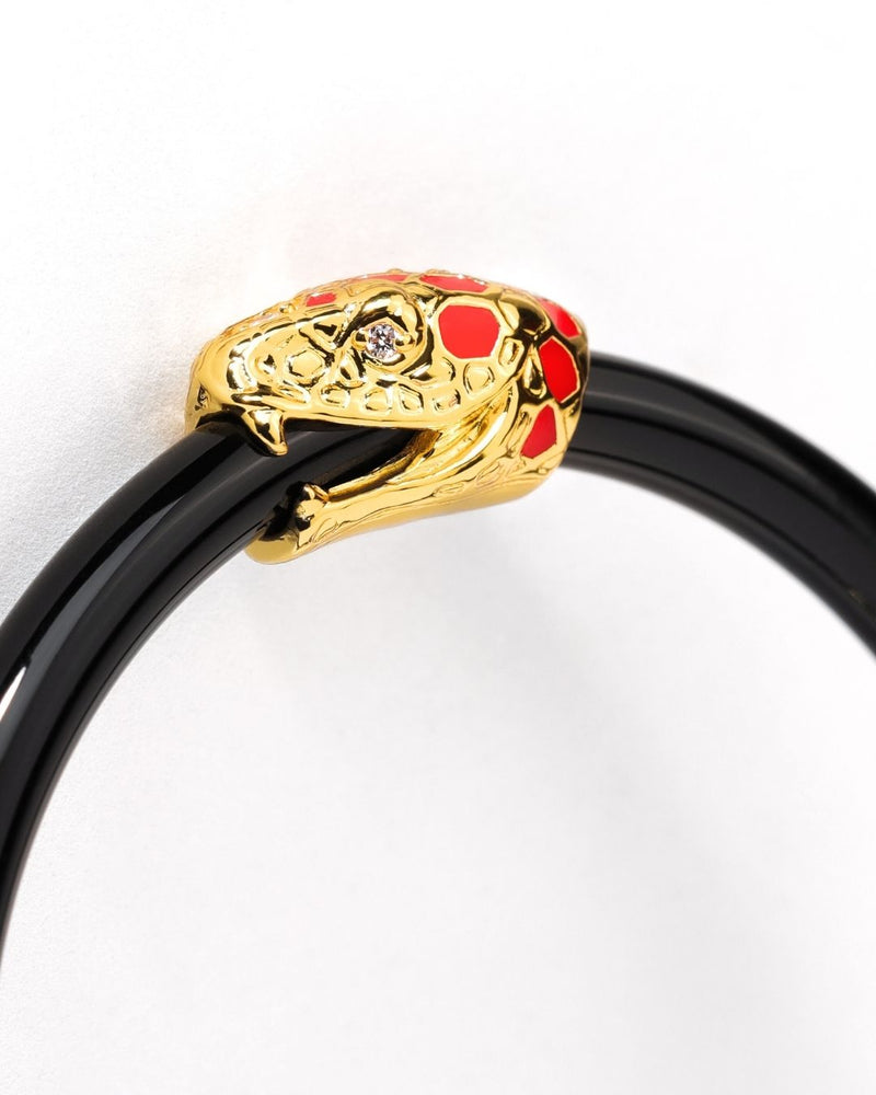 Fauna Snake All Weather Bangle Bracelet - Black | BuDhaGirl