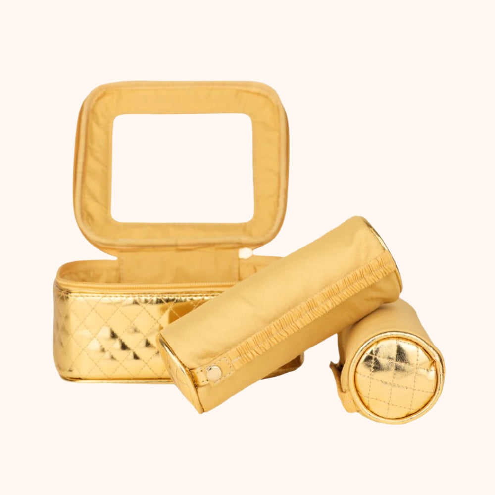 Large Gold Travel Storage Case For Bangle Bracelets & Jewelry