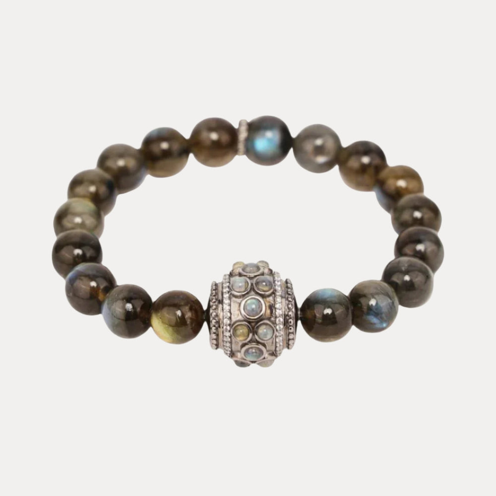 Spirit Beaded Bracelet: Iridescent Labradorite & Sterling Silver