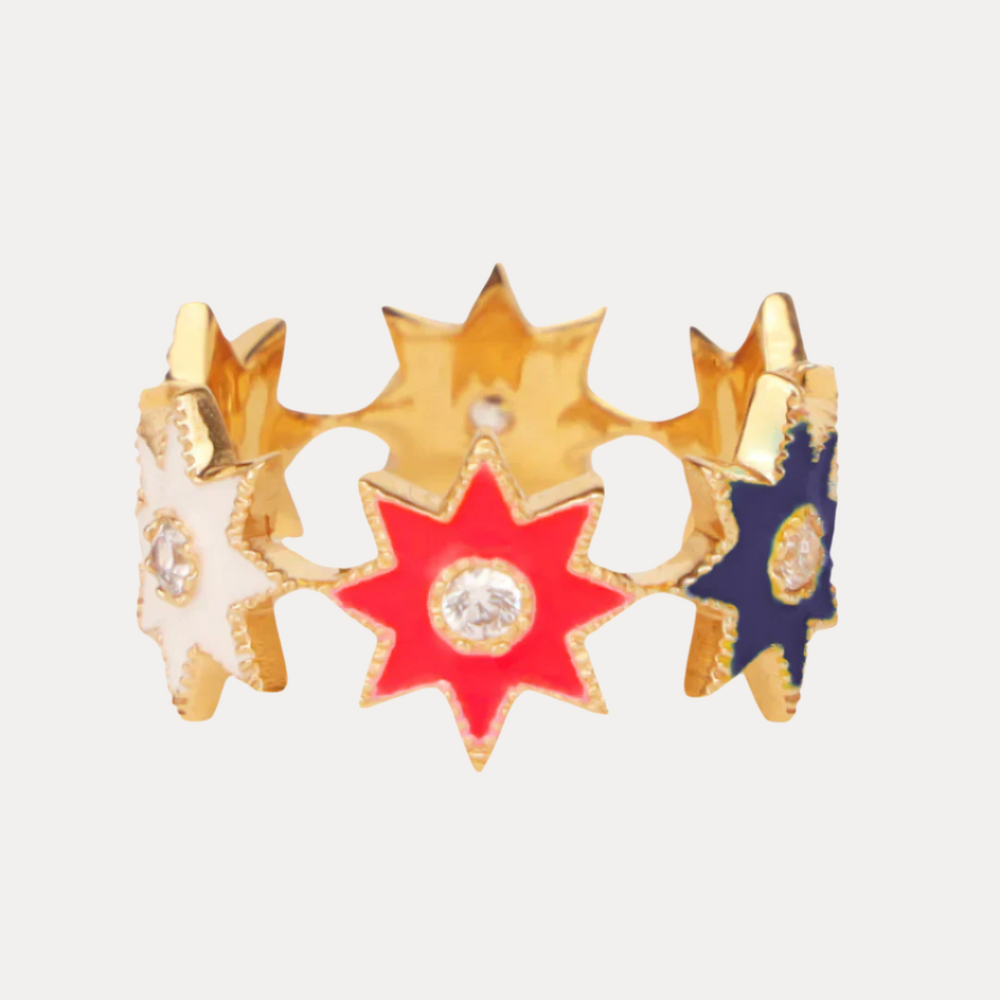 Red White and Blue Star Cluster Ring For Women | BuDhaGirl