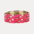 Pink Enamel Veda Bangle Bracelets - Set of 6